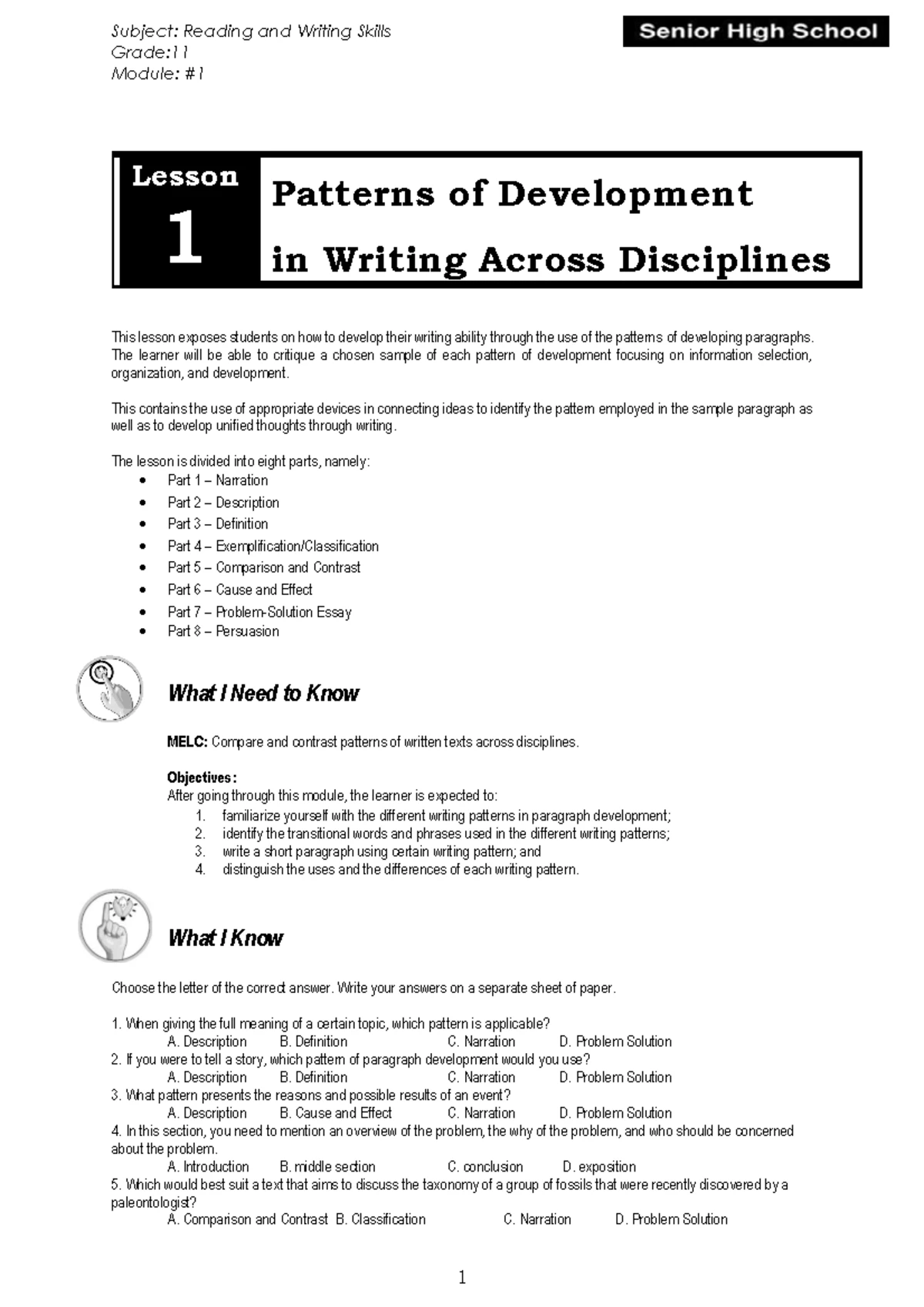 RWS11 Q3 Module 5 - READING AND WRITING SKILLS Quarter 3 – Module 5: Critical Reading as ...