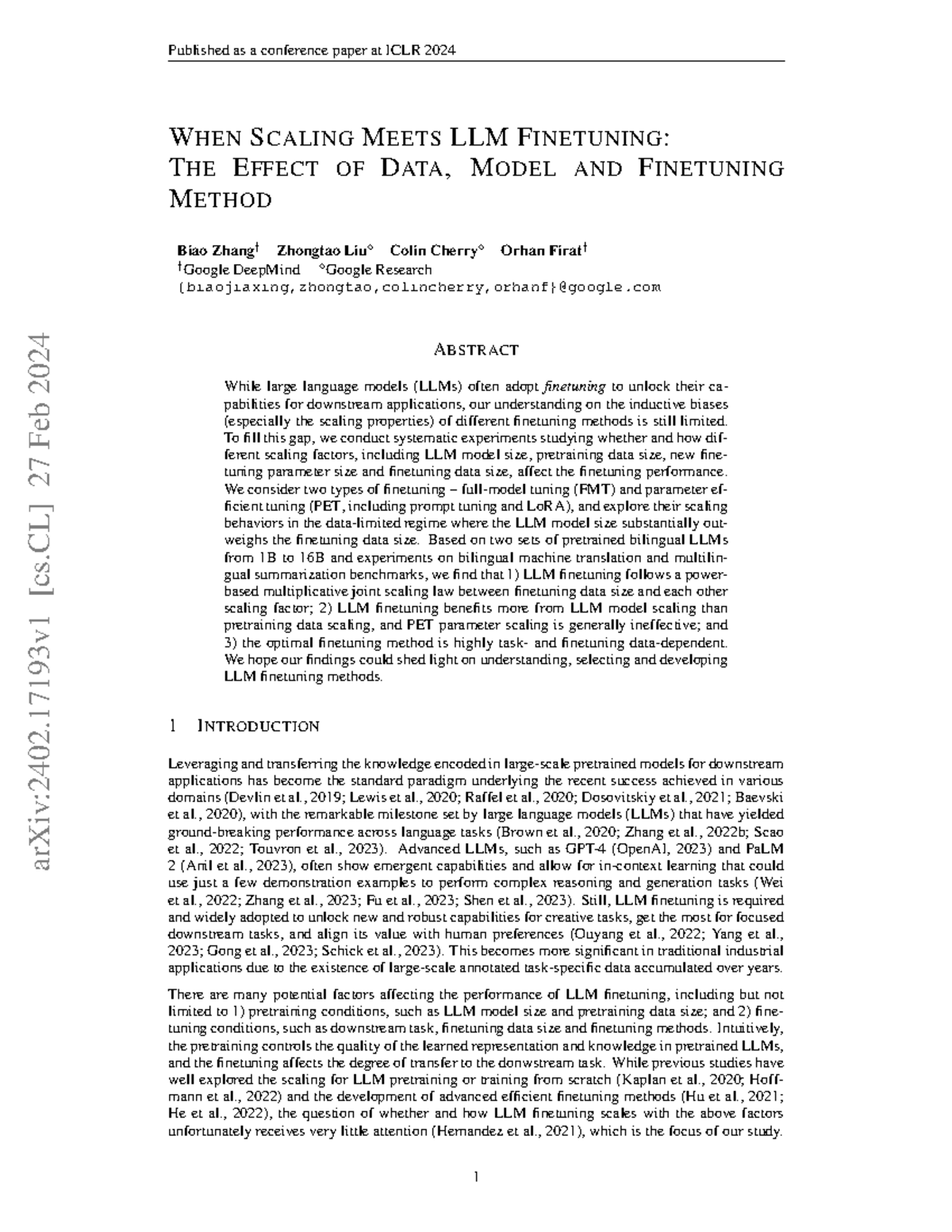 Scaling Effects on LLM Fine-Tuning: A Systematic Study - Studocu