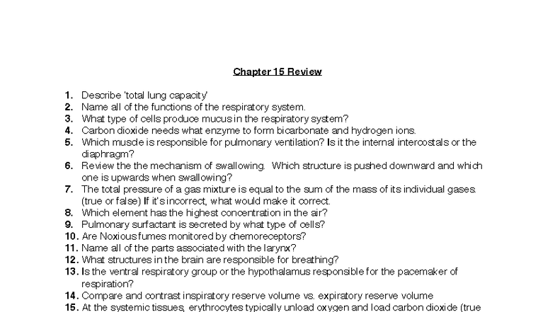 Respiratory System Review: Key Concepts and Mechanisms - Biology 101 ...