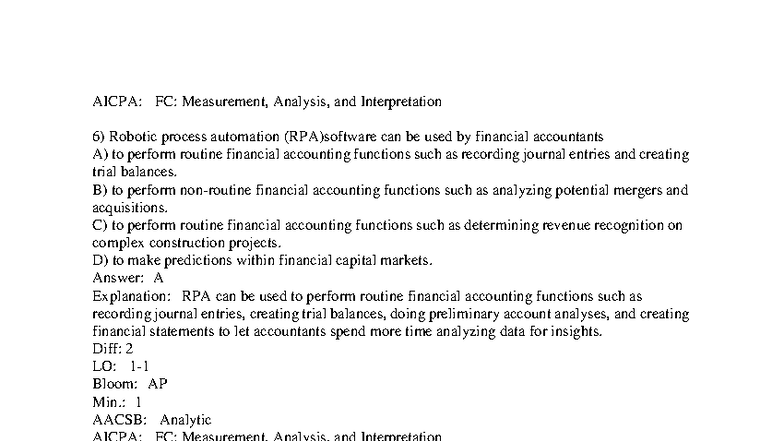 AICPA: FC: RPA Applications in Financial Accounting Functions - Studocu
