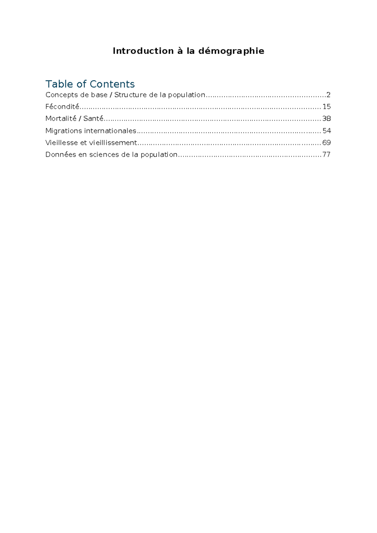 Introduction à la démographie : Concepts et Dynamiques (Démographie 101 ...