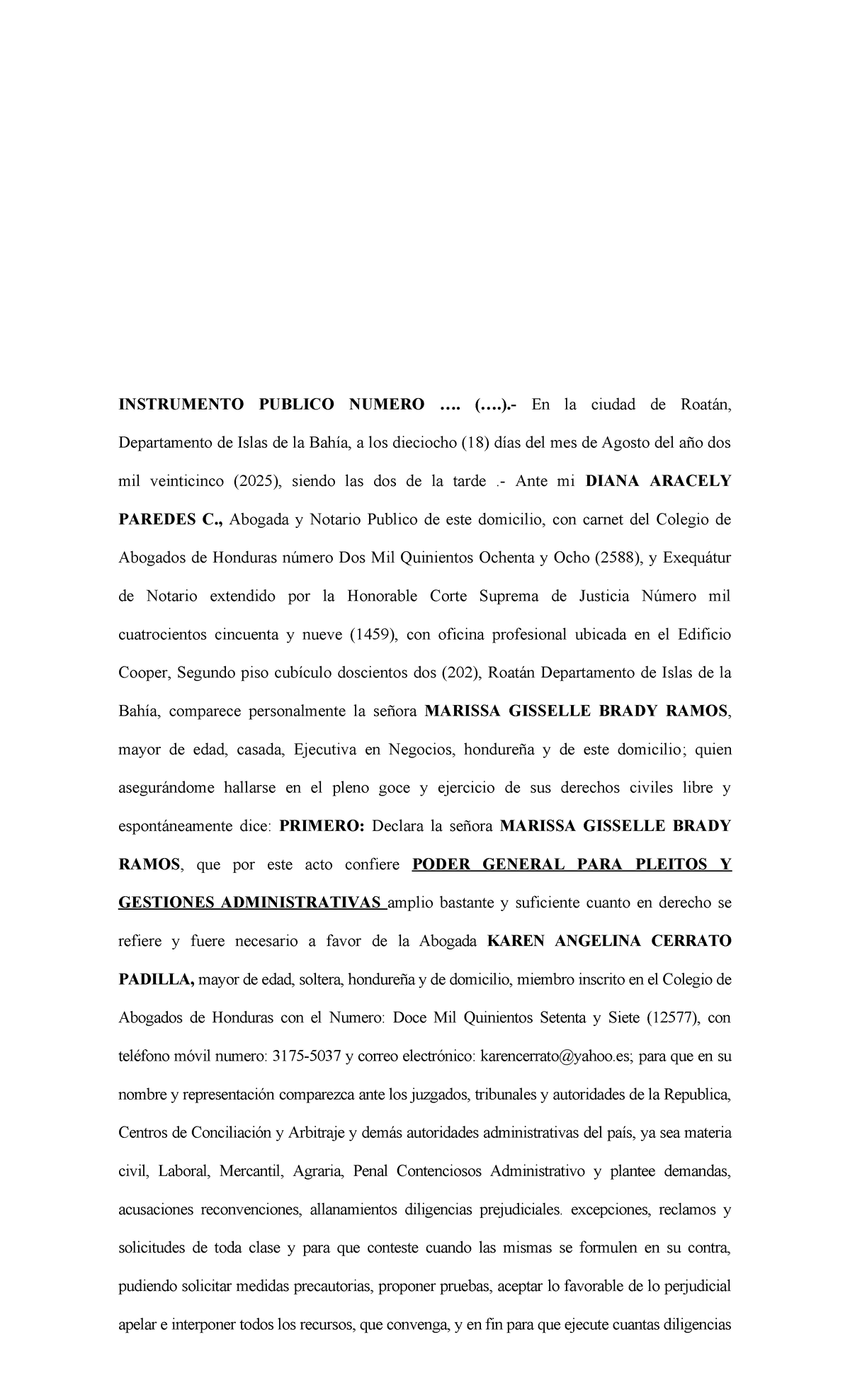 Poder General para Pleitos y Gestiones Administrativas - ABOG 246 - Studocu