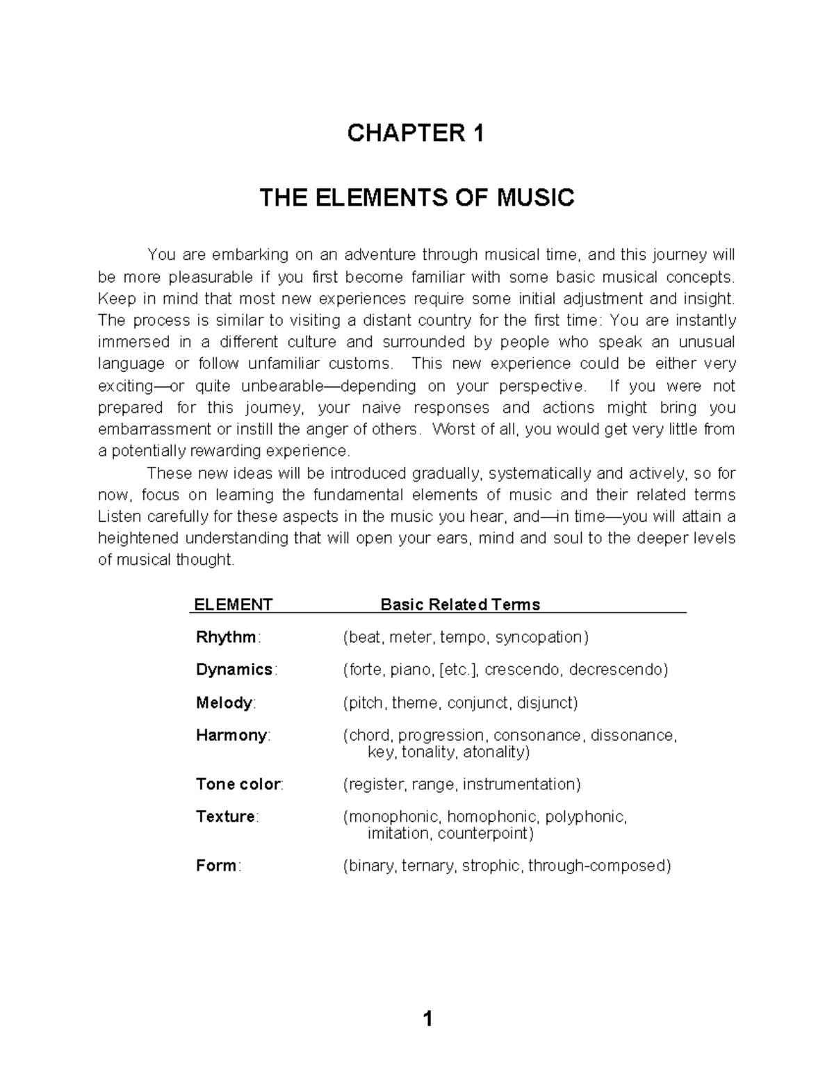 Rudiments of Music: Elements and Concepts - Ch1 Overview - Studocu