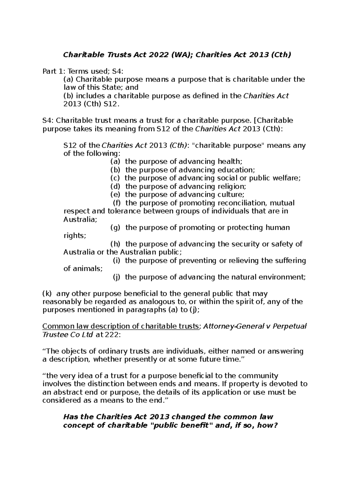 Trust PQ Notes: Charitable Trusts Act 2022 & Charities Act 2013 ...