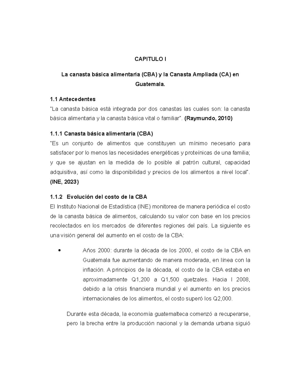 Actualización de la Canasta Básica Alimentaria (CBA) en Guatemala ...