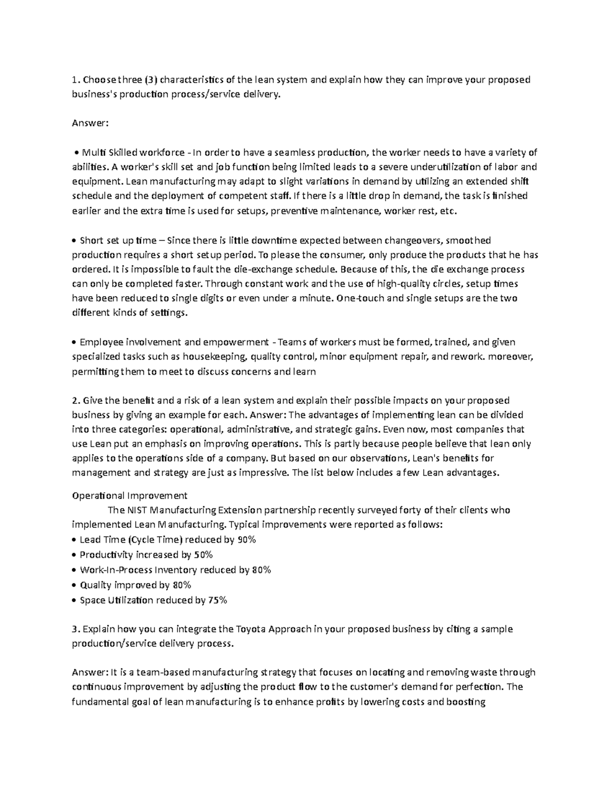 06 Activity 1 - Enhancing Production with Lean Systems - Studocu