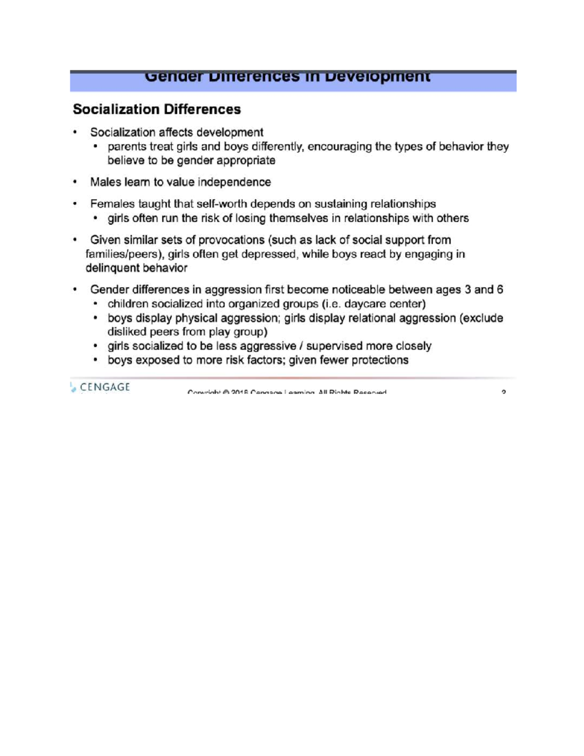 Gender Differences In Development Socialization Cognition And