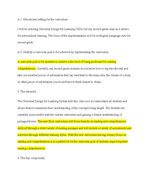 WGU D188 Task 1 - task 1 passed - A. Instructional goal Instructional ...