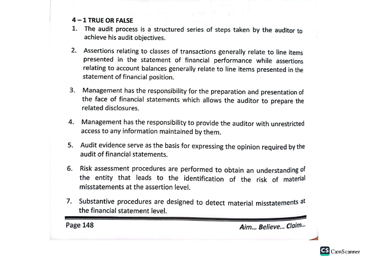 Chapter 4 Audit Process Overview - Test Banks (CS) - Studocu