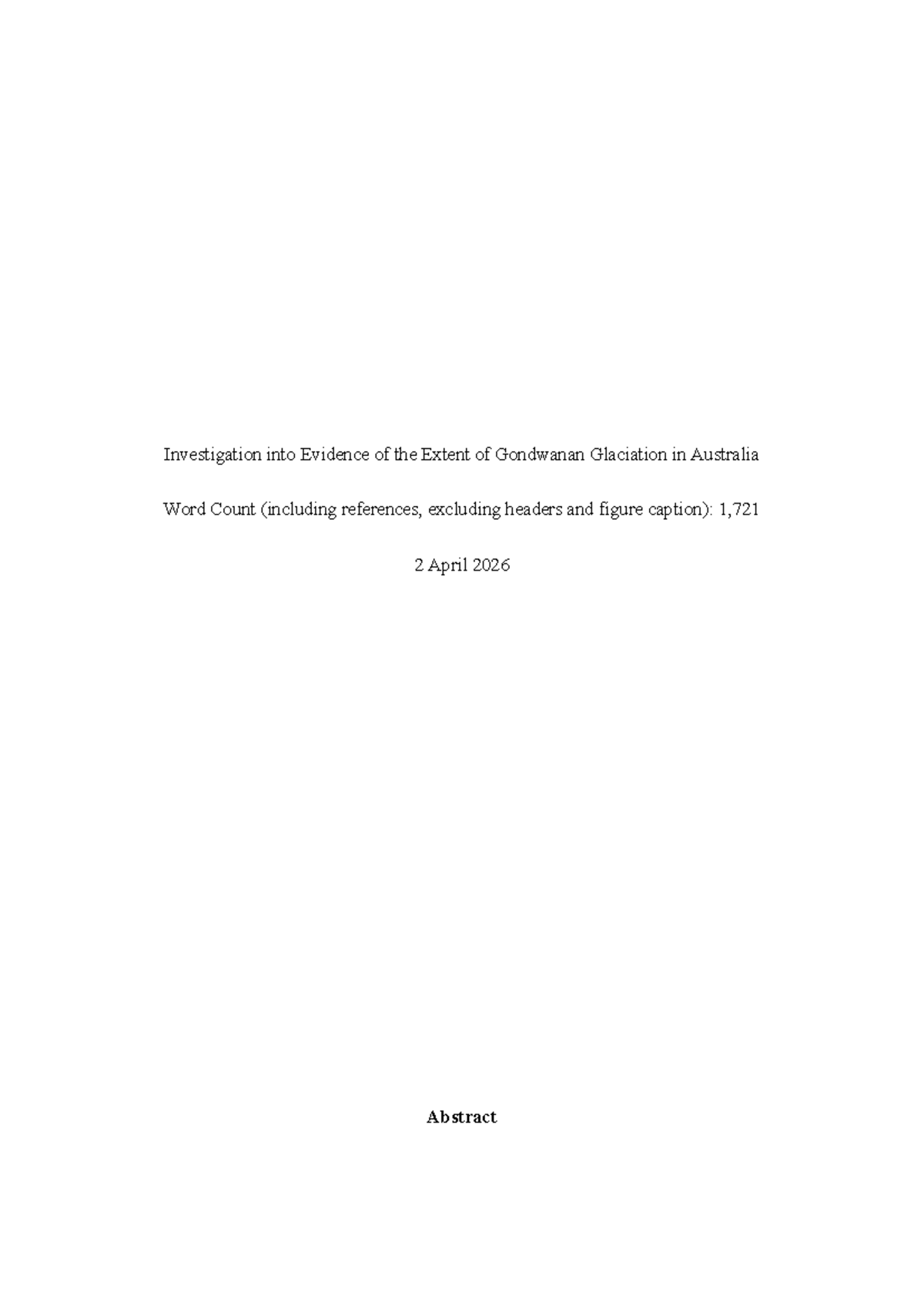 GEOL20001 Final Essay: Evidence of Gondwanan Glaciation in Australia ...