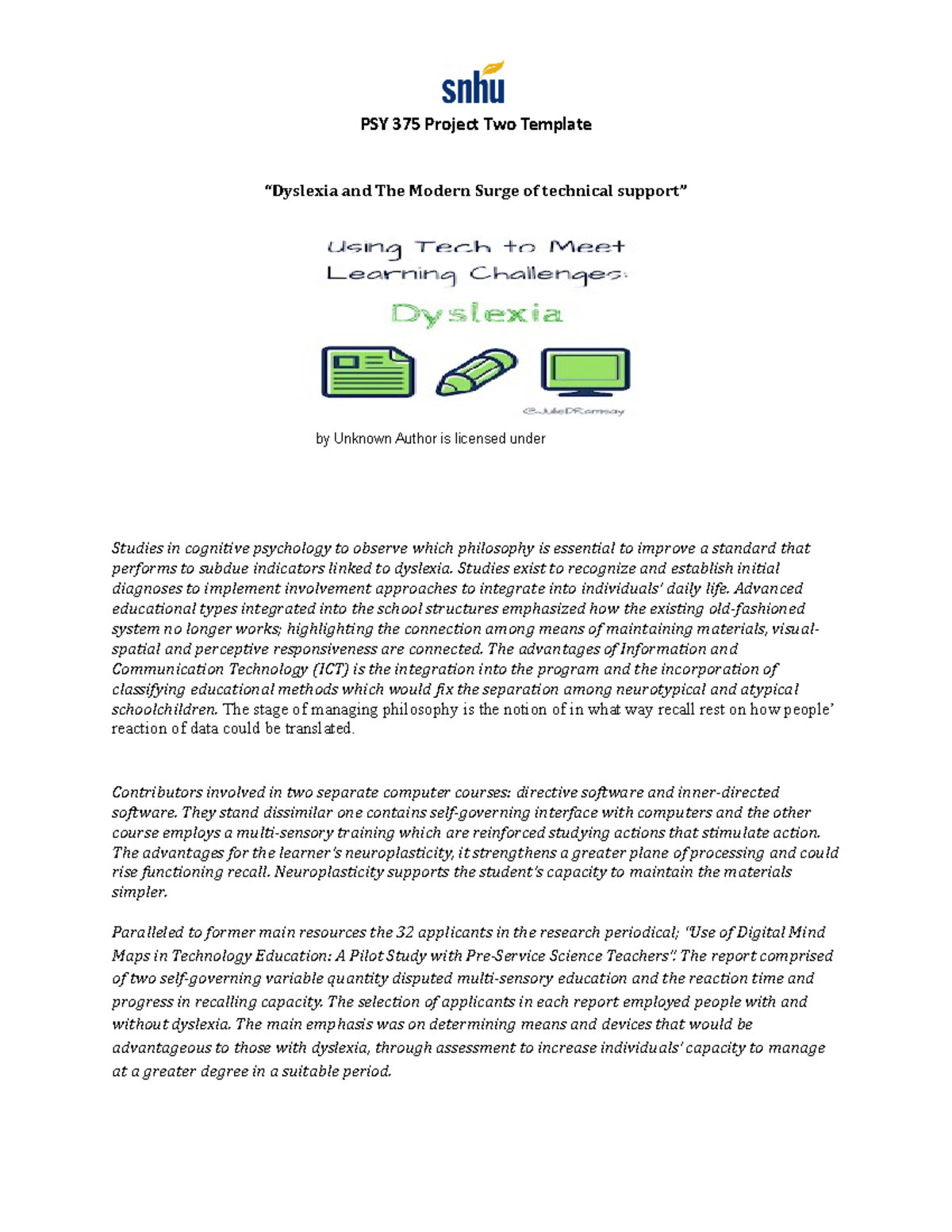 PSY 375 Project Two - Enhancing Learning for Dyslexic Students - Studocu