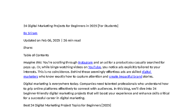 Digital Marketing Projects for Beginners: 24 Essential Skills (2025 ...