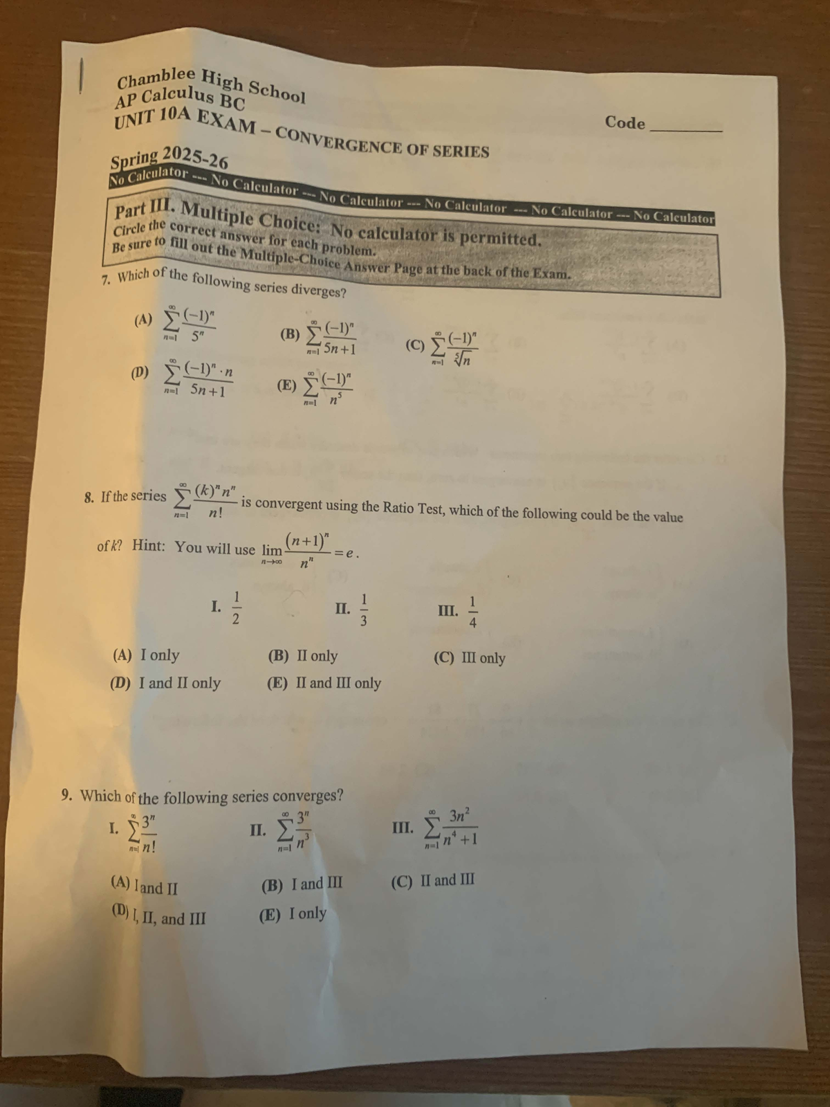 AP Calc BC Study Guide: Unit 10A - Convergence of Series - Studocu