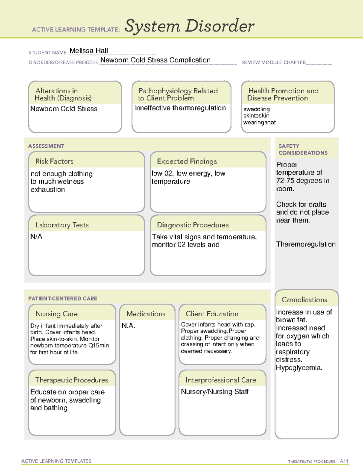 Active Learning Template: Newborn Cold Stress Review Module - Studocu