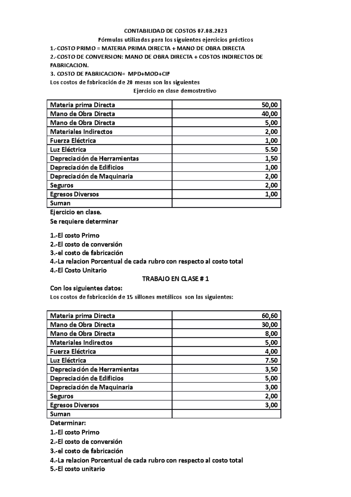 Contabilidad DE Costos 10 - CONTABILIDAD DE COSTOS 07. Fórmulas ...
