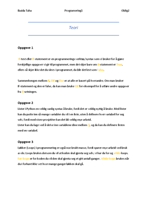 [Solved] Teori Toerioppgave 1 Variabel Forklar med egne ord hva en ...