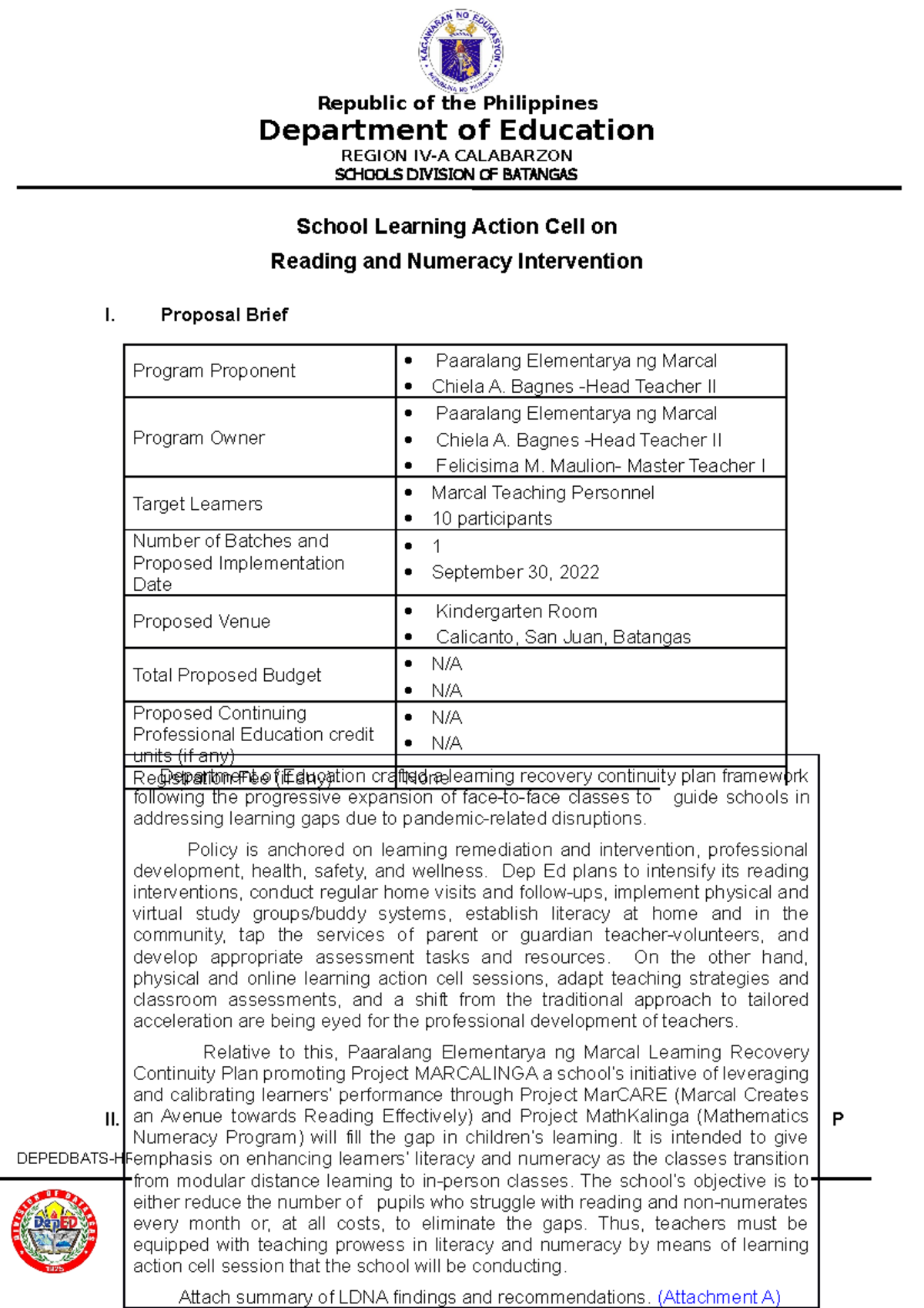 School Learning Action Cell SLAC on Reading & Numeracy Intervention ...
