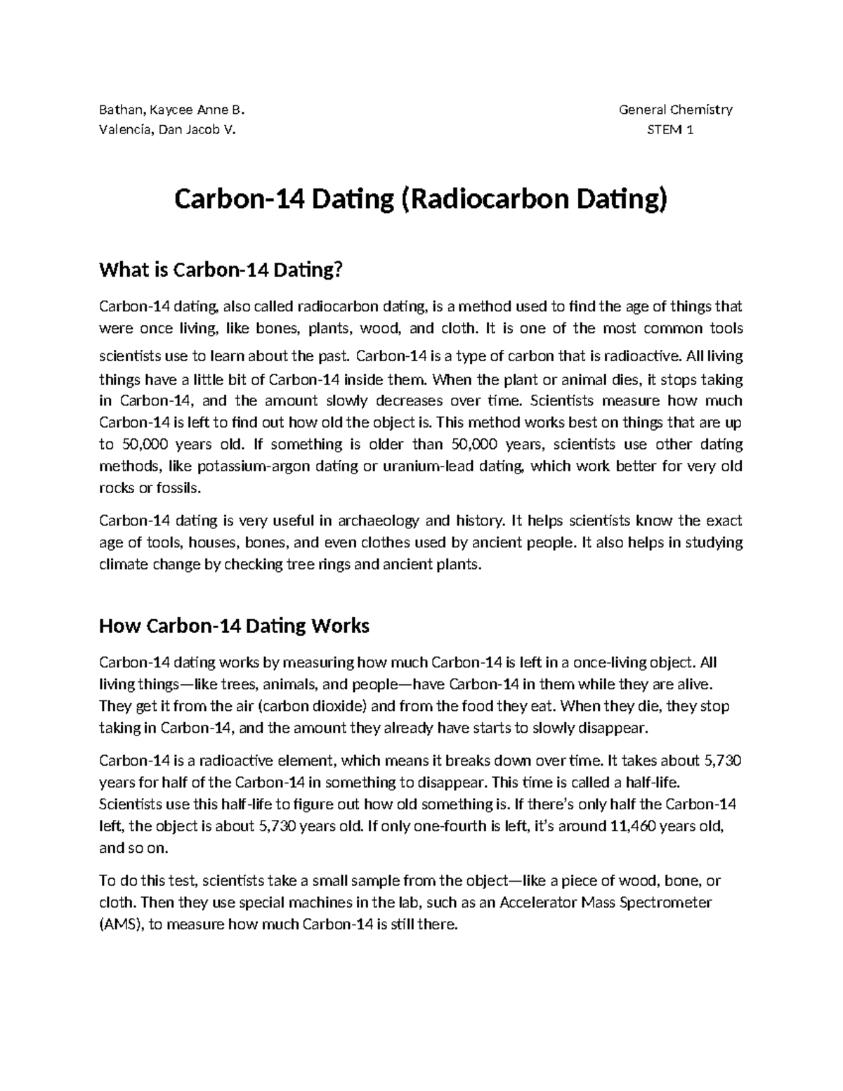 General Chemistry STEM 1: Understanding Carbon-14 Dating - Studocu