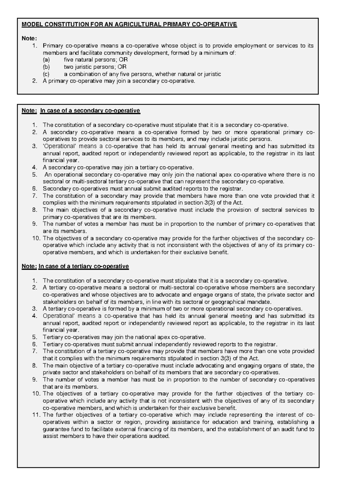Model Constitution for Agricultural Co-Operative 2018 (AGRIC-COOP ...