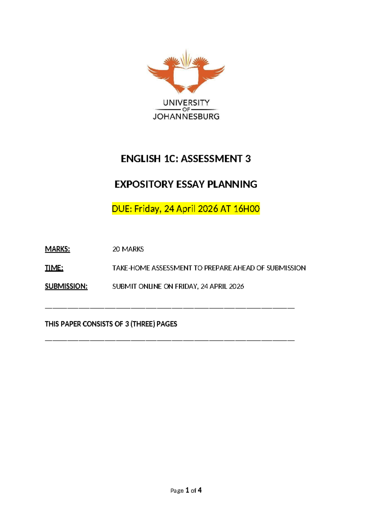 ENGLISH 1C: ASSESSMENT 3 EXPOSITORY ESSAY PLANNING GUIDE - Studocu