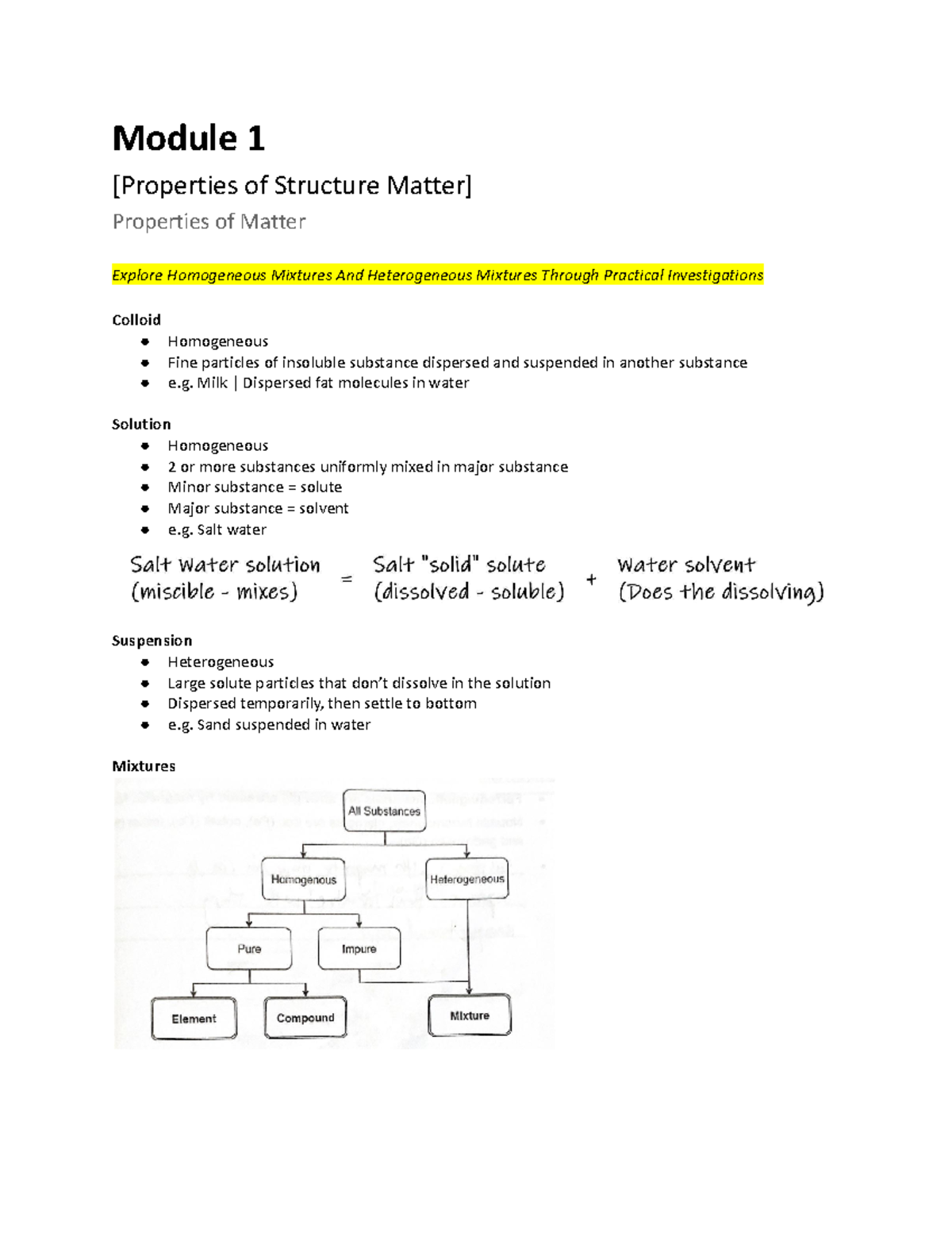 Chemistry Module 1 - prelim notes - Module 1 [Properties of Structure ...