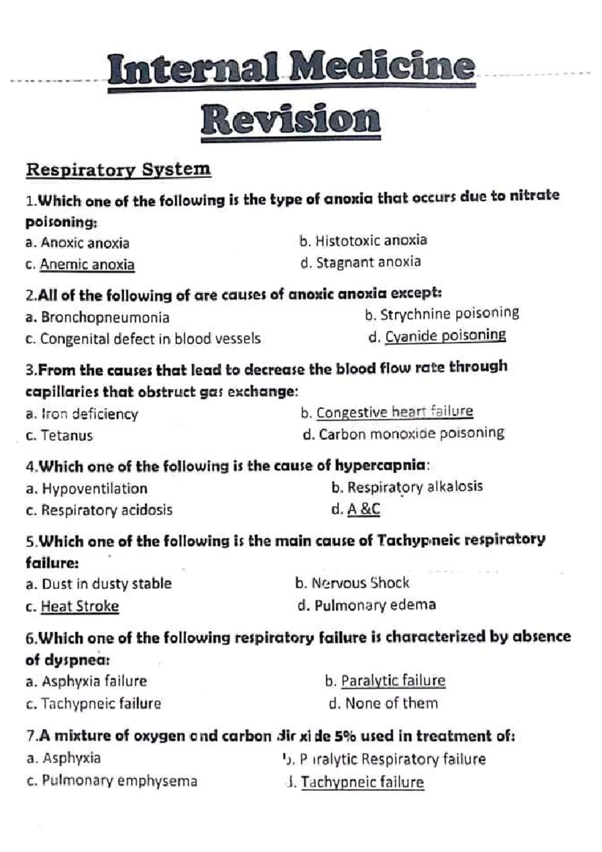 Internal medicine MCQ - Medical - Studocu