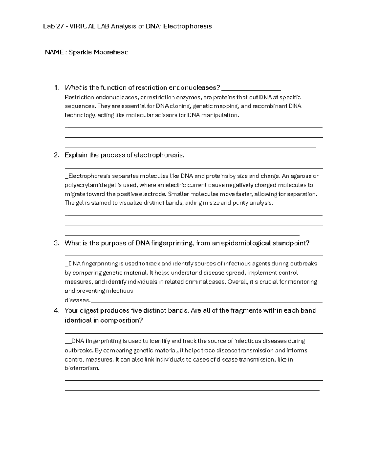 Lab 27 - Virtual Lab: DNA Electrophoresis Analysis and Applications ...