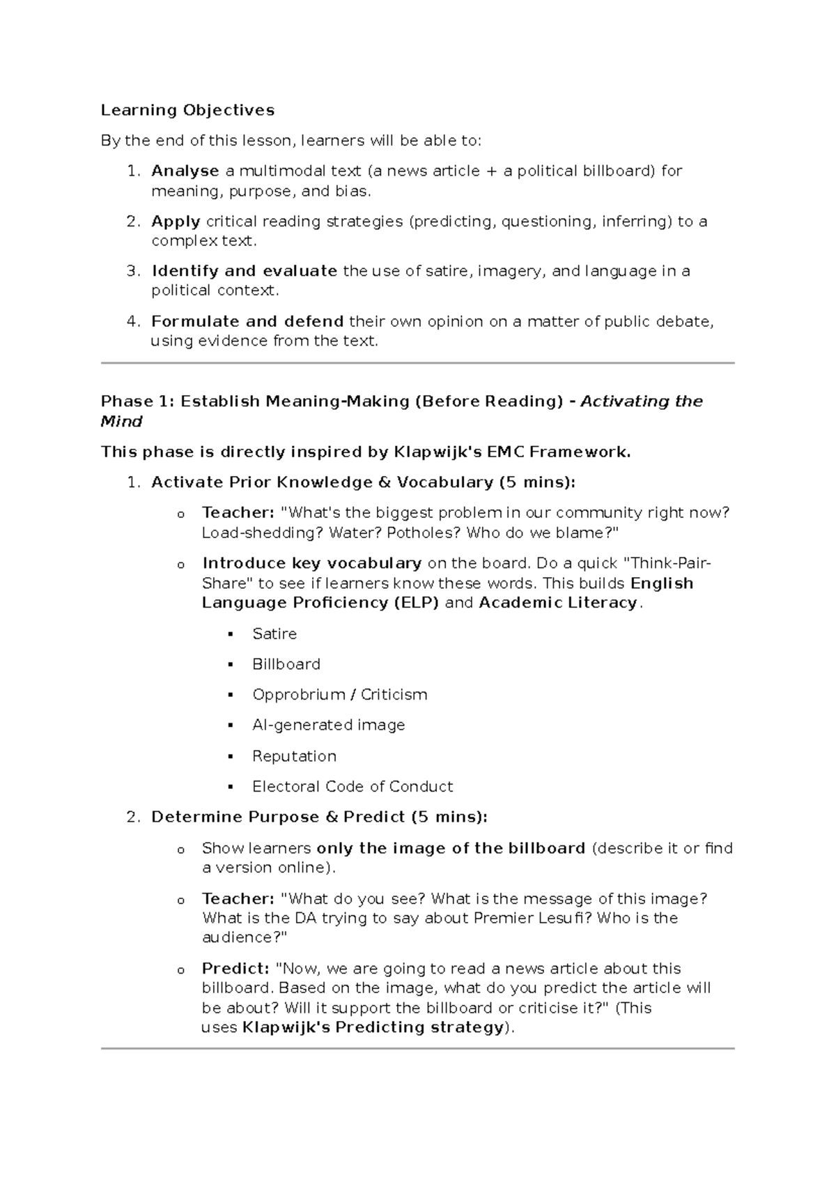 ENG 101: Lesson on Analyzing Multimodal Texts and Critical Reading ...