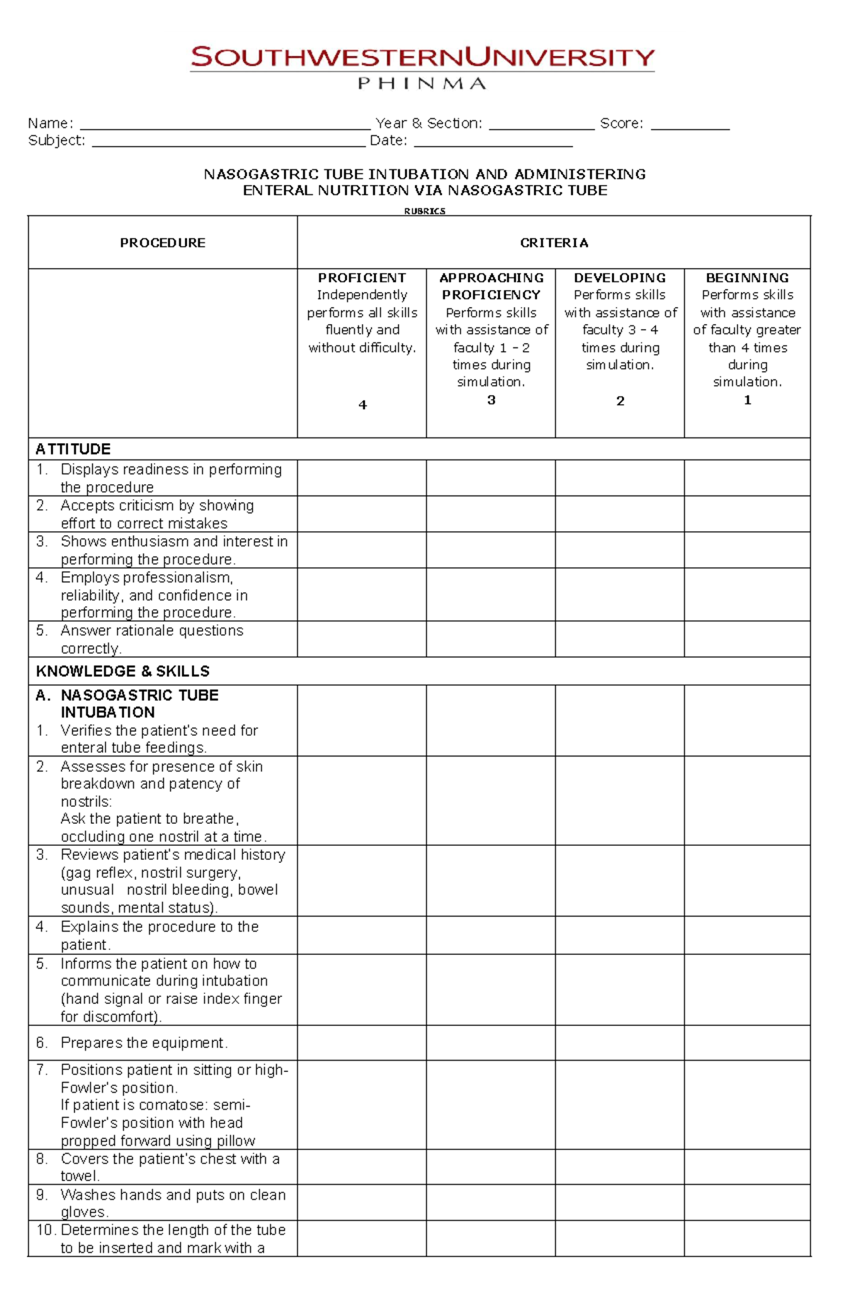 NASG 101: Nasogastric Tube Intubation & Enteral Nutrition Notes - Studocu
