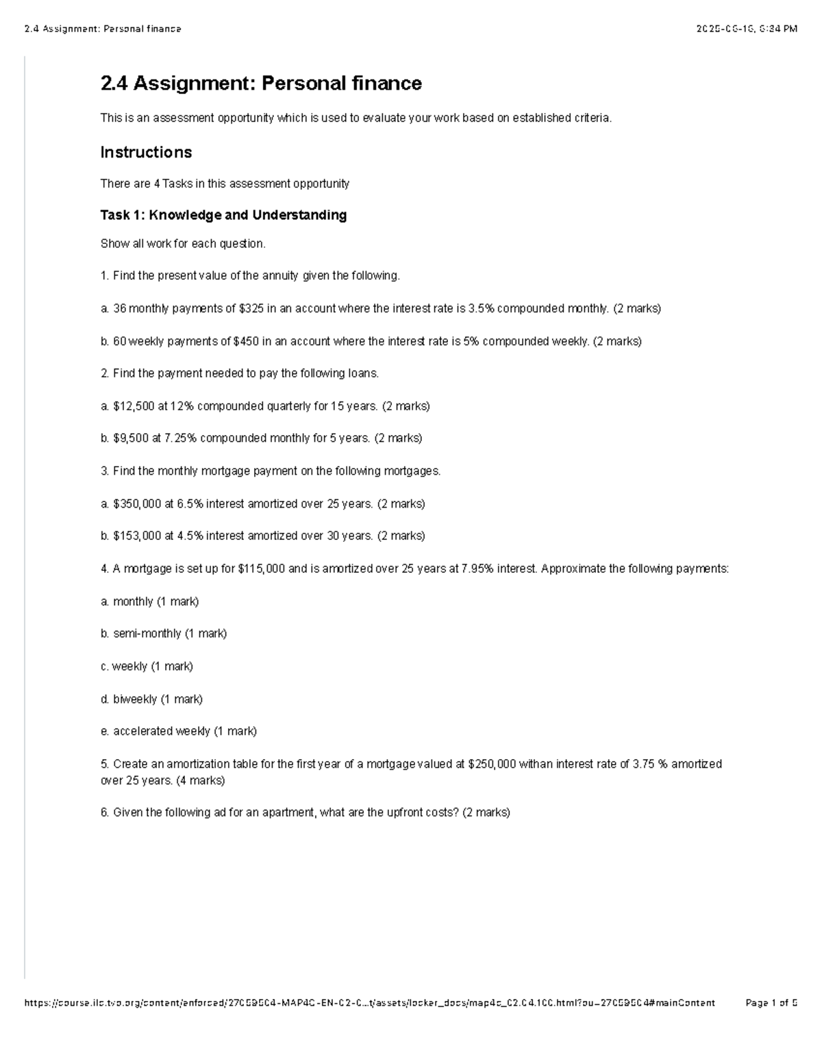 2.4 Assignment: Personal Finance Assessment and Tasks - Studocu