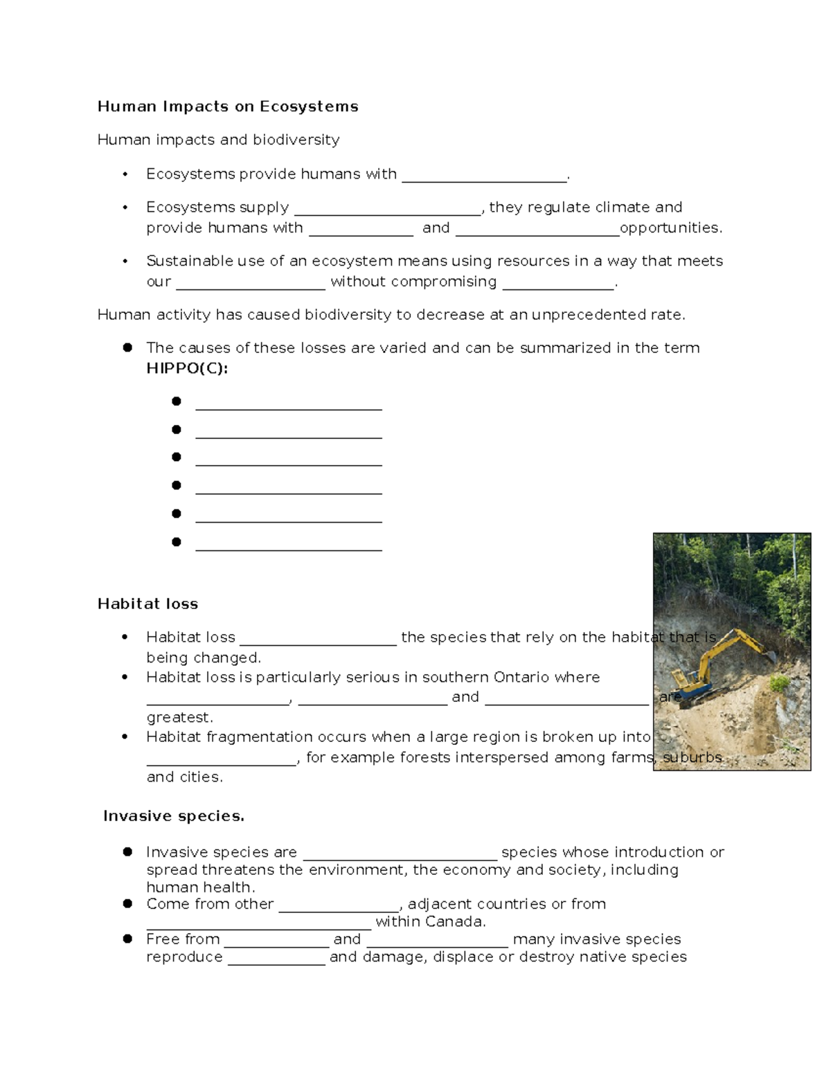 Human Impacts on Ecosystems: Student Notes (12) - Studocu
