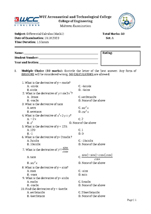 ACRM 1ST MOCK EXAM Answer KEY - MOCK EXAMINATION AIRCRAFT CONSTRUCTION ...