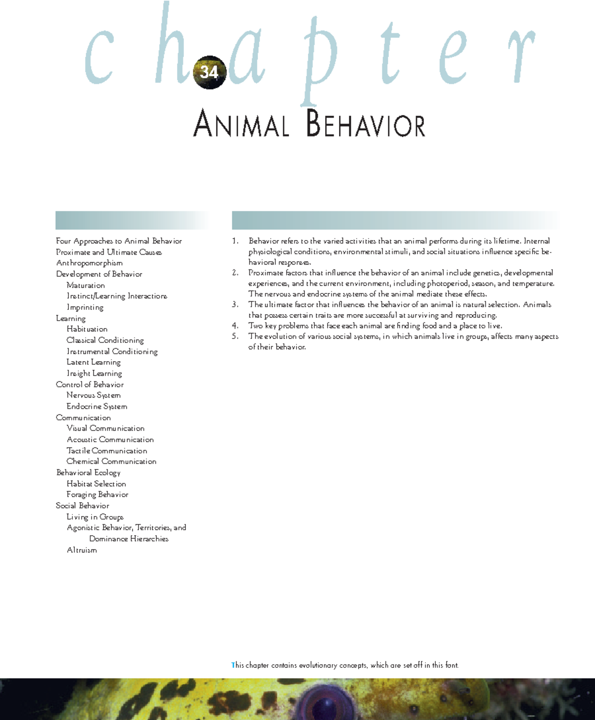 Biology Chapter 34 - book - 1 chapter ANIMAL BEHAVIOR Behavior refers ...