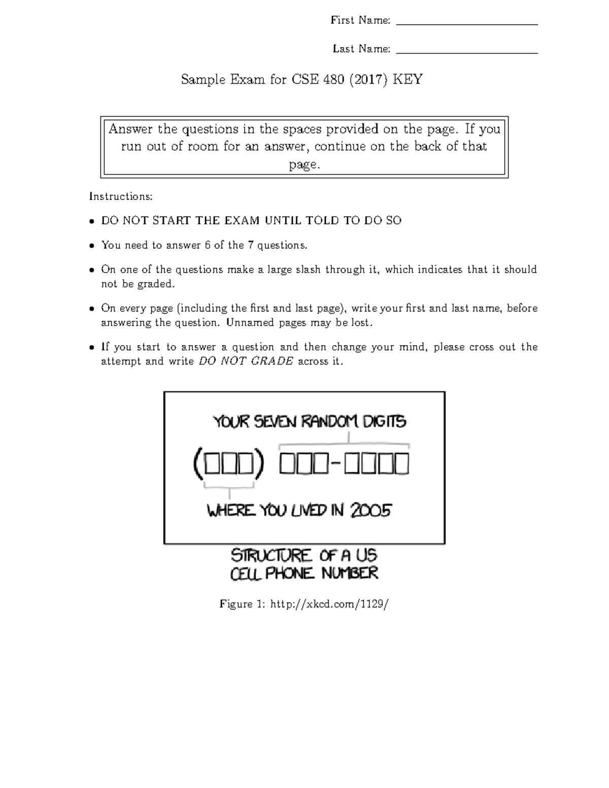 CSE 480 Sample Exam Key with Solutions - 2017 Edition - Studocu