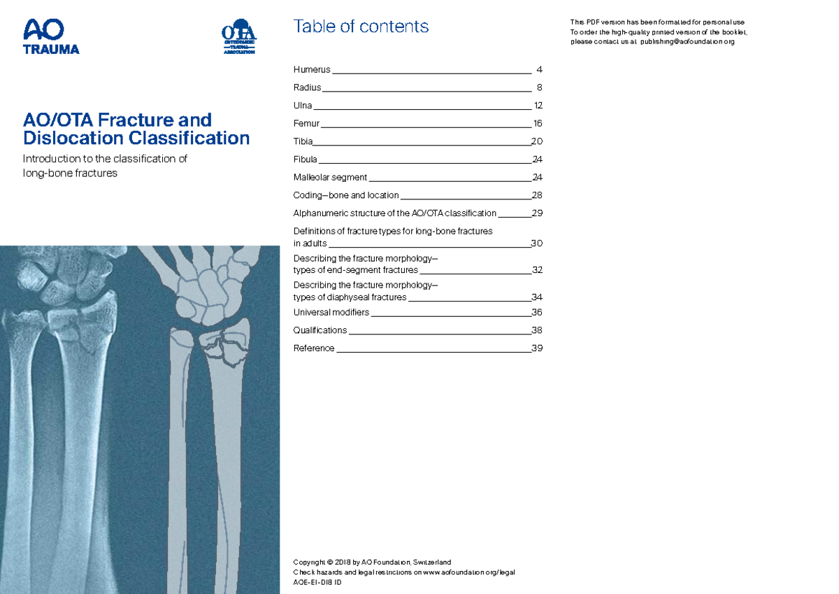 AO/OTA Fracture and Dislocation Classification Brochure 2107071005 ...