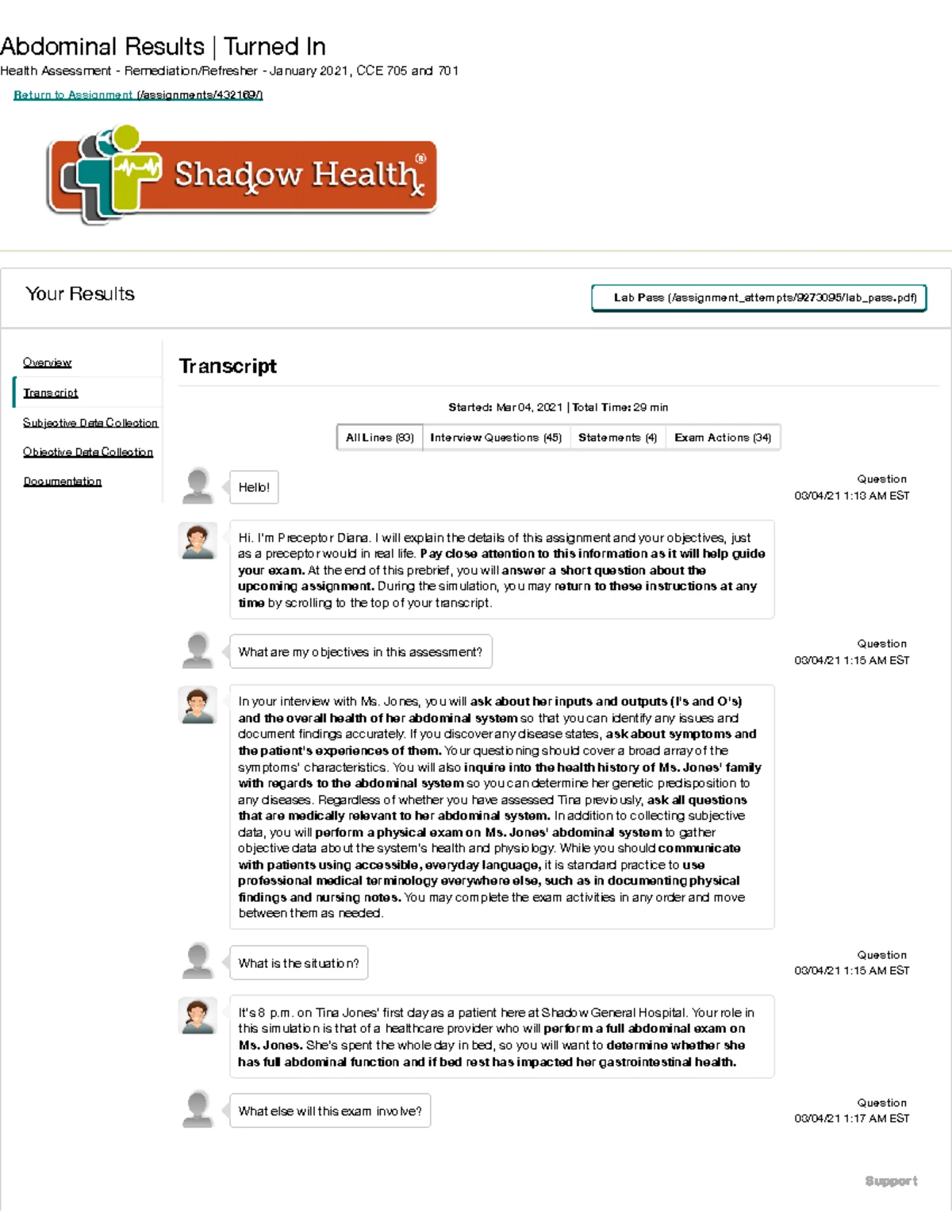 Respiratory Completed Shadow Health Tina Jones - Respiratory Results ...
