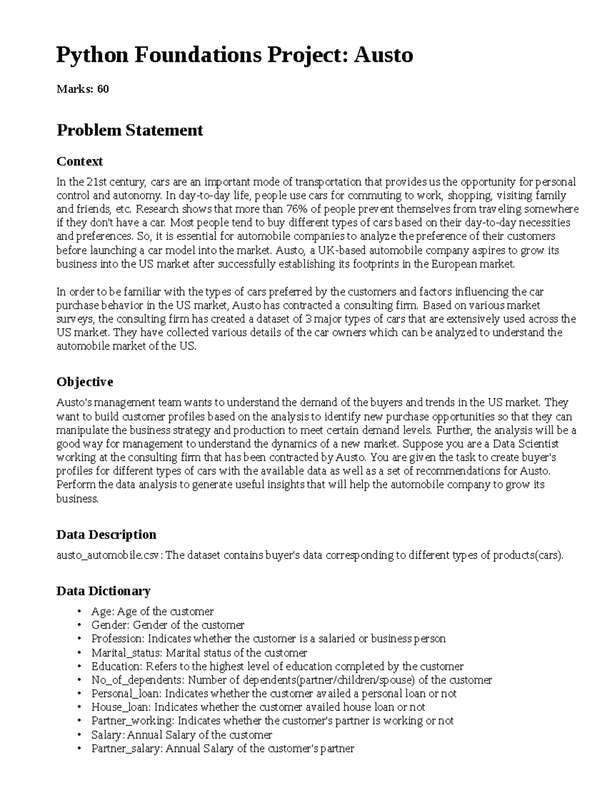 Austo Project: Analyzing US Car Buyer Data for Code 1 Submission - Studocu