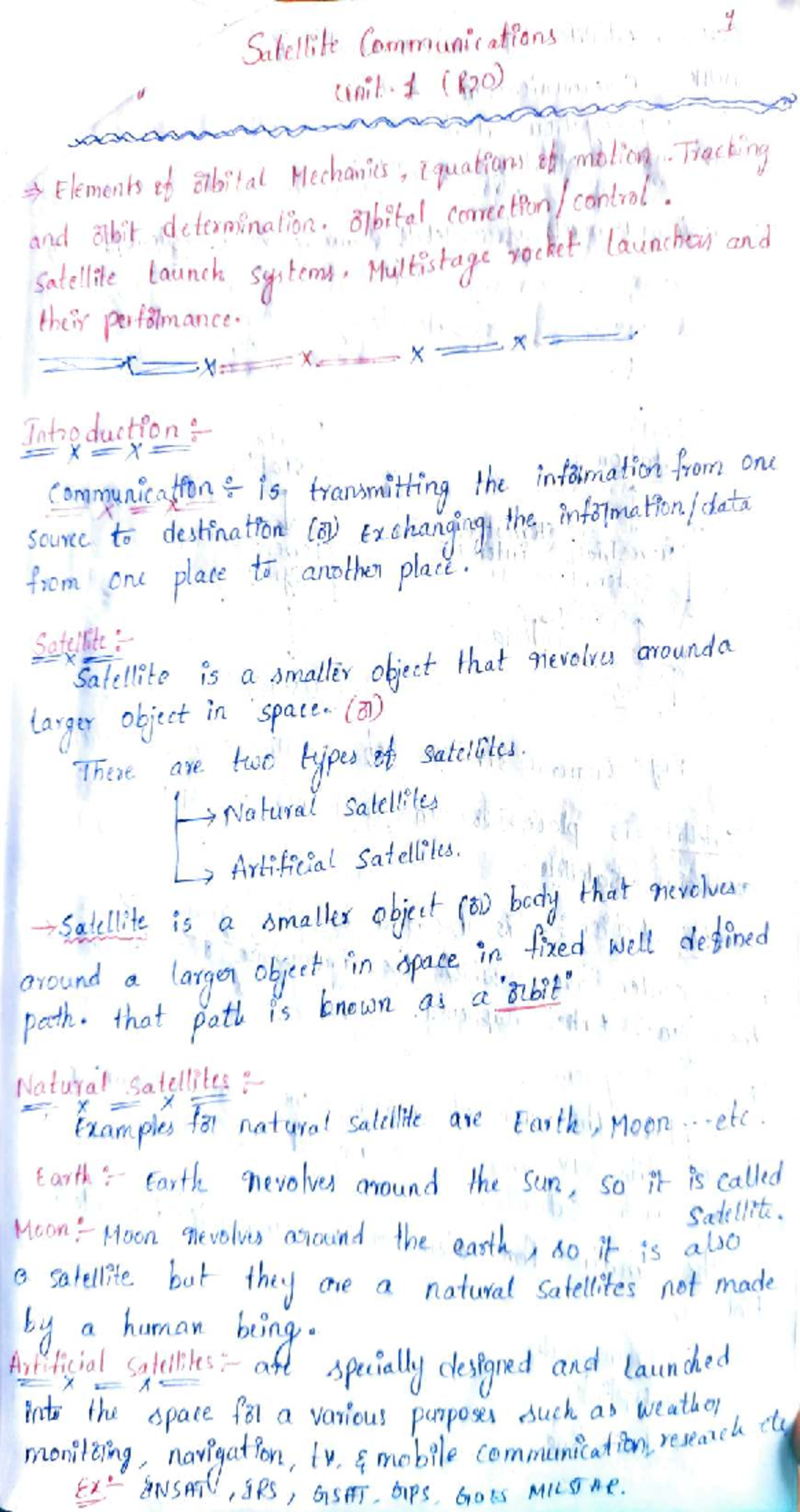 SC UNIT 1 Notes: Fundamentals of Satellite Communications and Mechanics ...