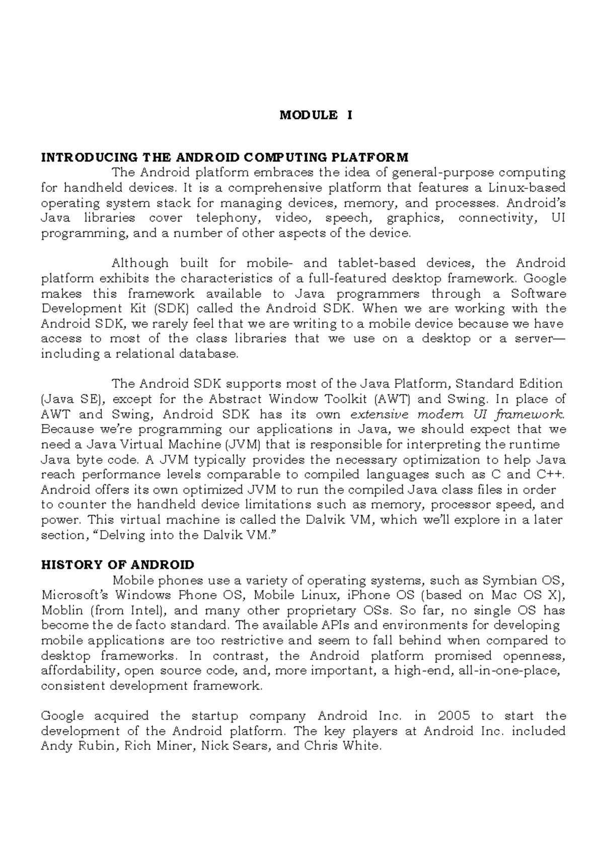 Android Programming Module 1: Lecture Notes and Key Concepts - Studocu