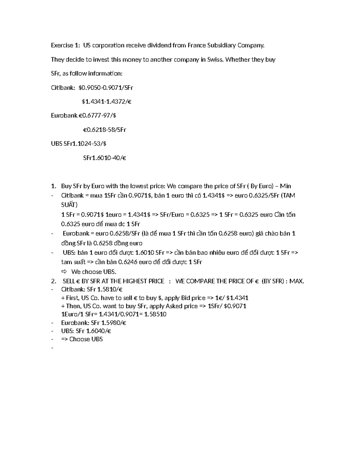 IFM-QUIZ 1: Currency Exchange Analysis for US Corp Investments - Studocu