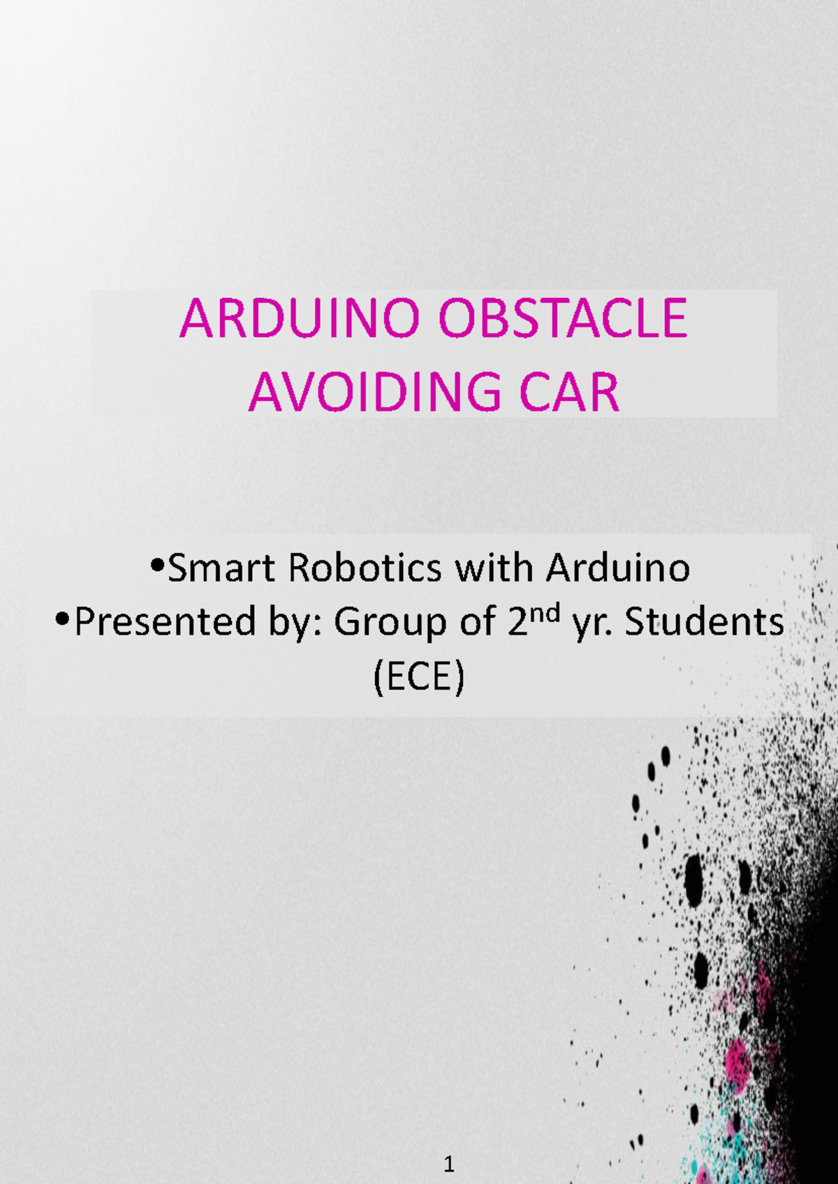 ECE 2nd Yr Final Project: Arduino Obstacle Avoiding Car - Studocu