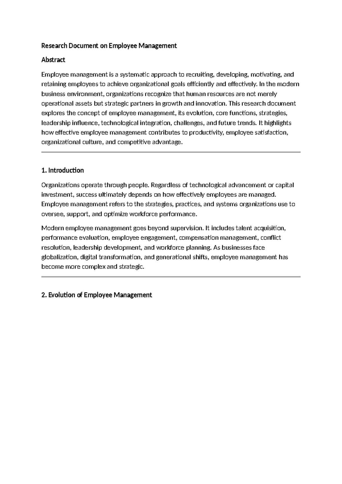 Employee Management Strategies: A Comprehensive Research Study - Studocu