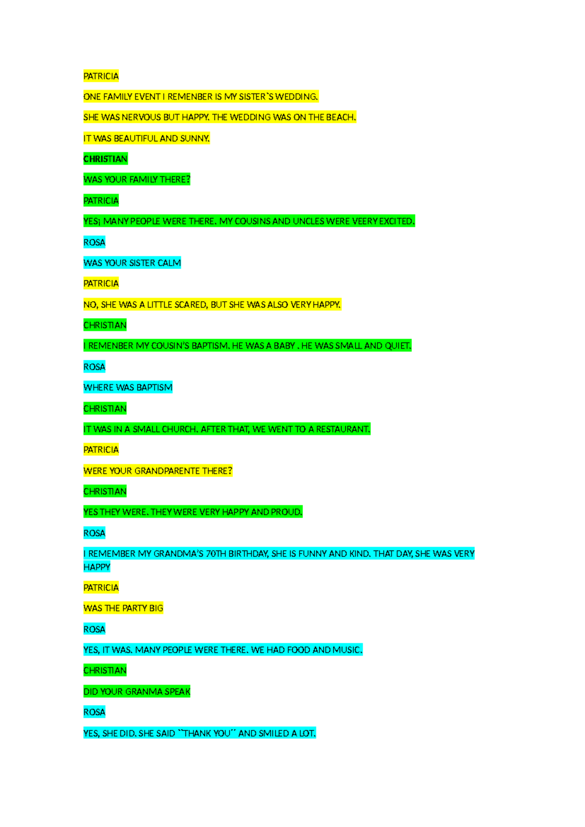 WEEK 3 - TA3: Memorable Family Events and Celebrations - Studocu