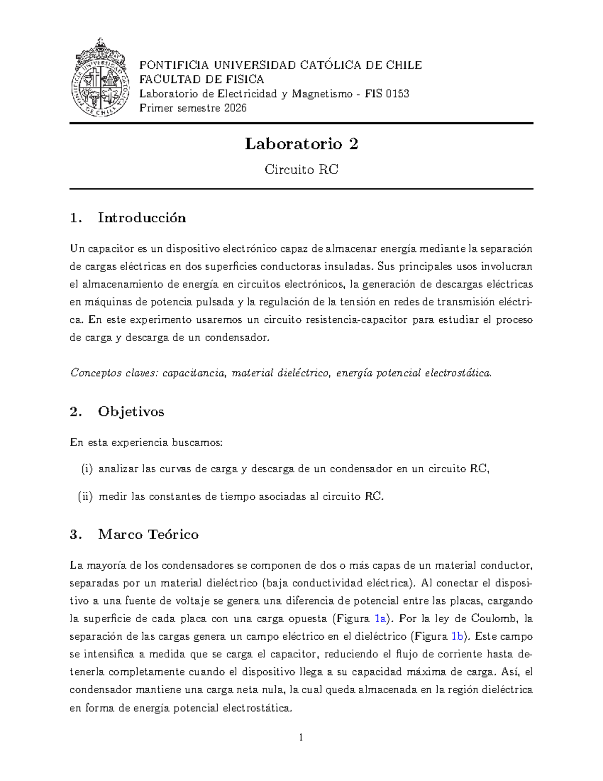 Guía de Laboratorio: Circuito RC - FIS 0153 Primer Semestre 2026 - Studocu