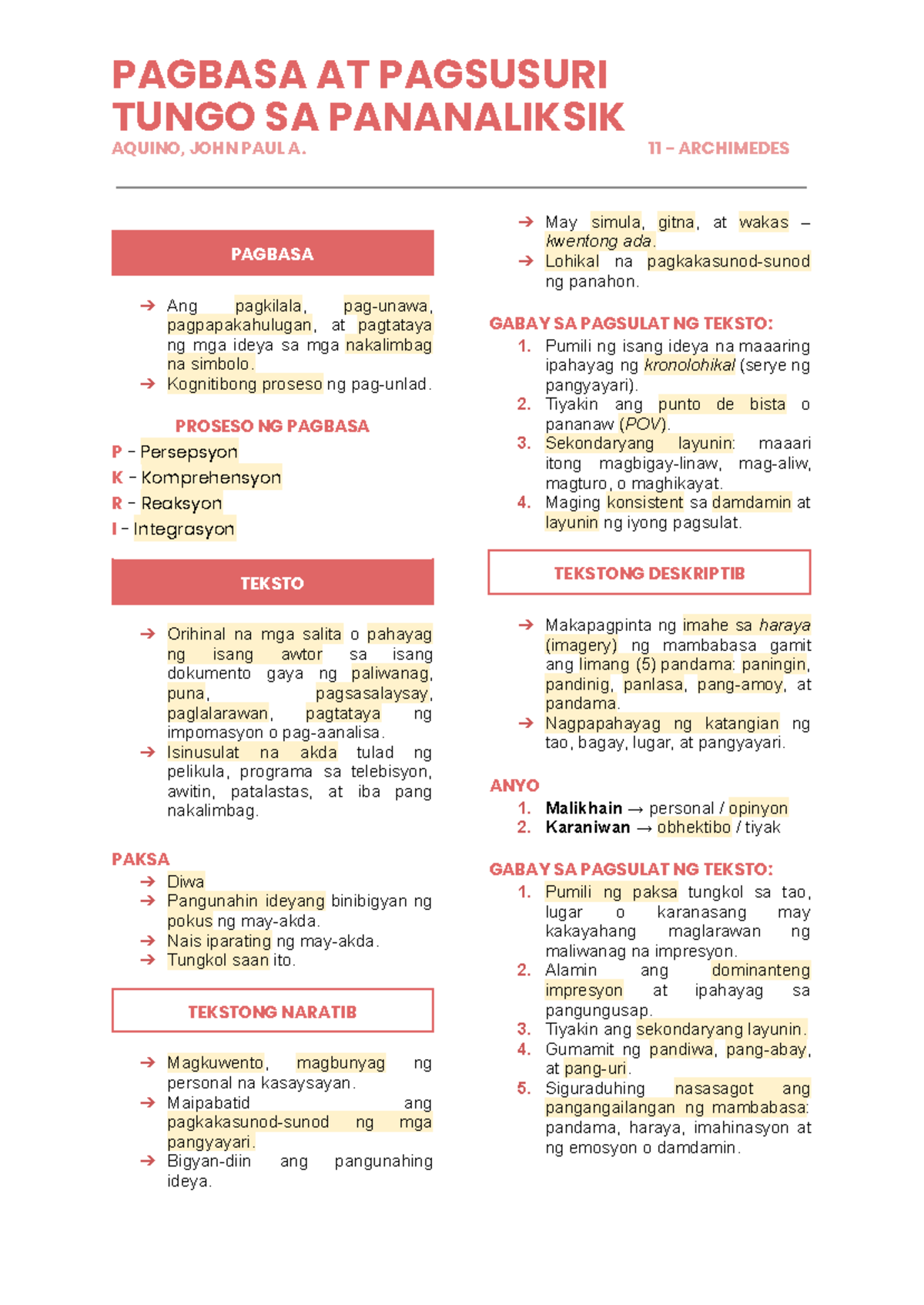 PAGBASA AT PAGSUSURI TUNGO SA PANANALIKSIK: Mga Gabay at Estratehiya 11 ...