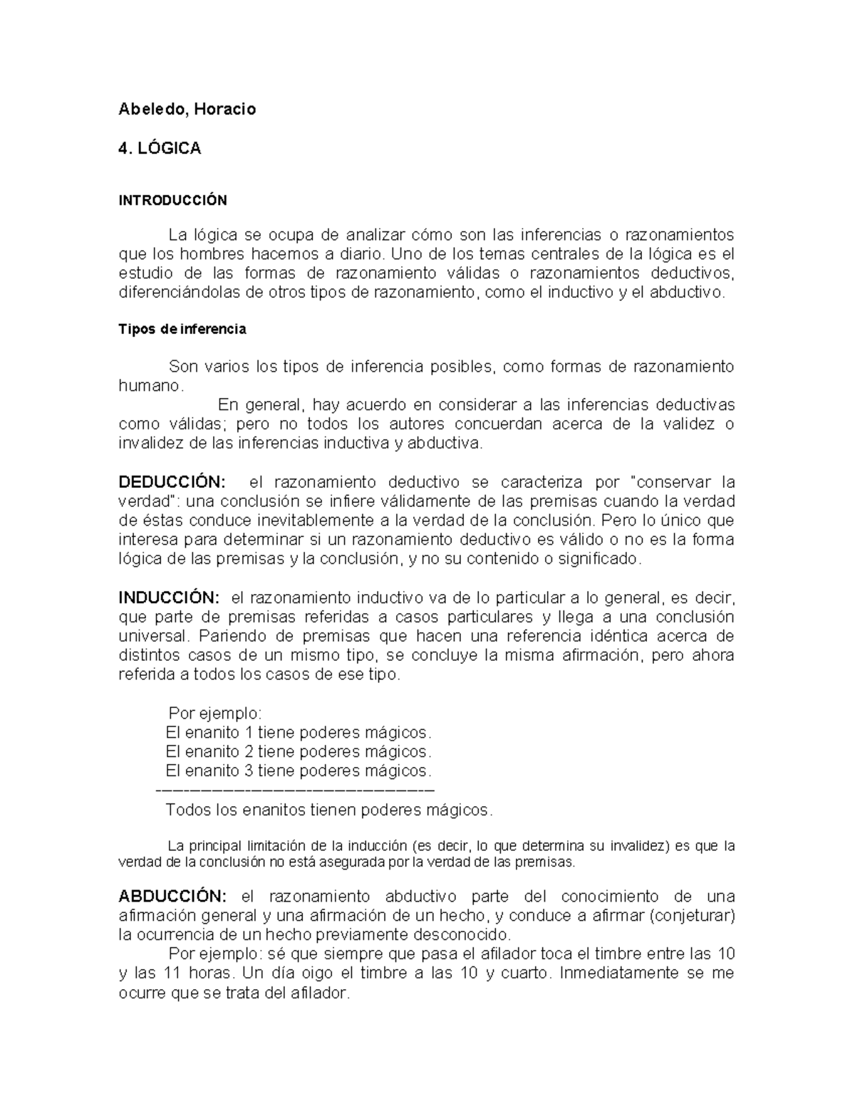 Abeledo, Lógica 4: Razonamientos, Proposiciones y Falacias - Studocu