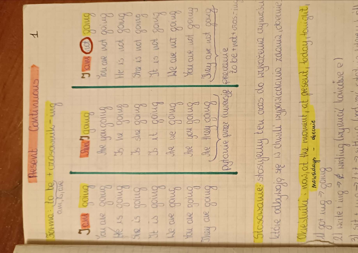 Ang1 - Present Continuous: Usage and Examples - Studocu