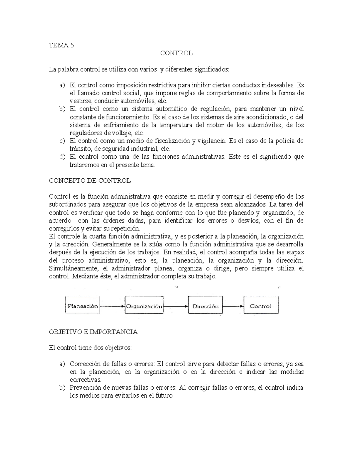 Control de administración - TEMA 5 CONTROL La palabra control se ...