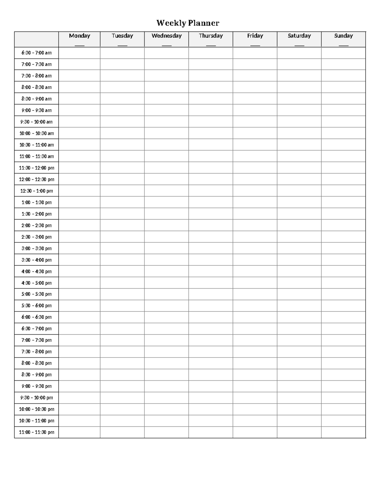 Weekly Planner: Daily Schedule from Mon to Sun - Studocu