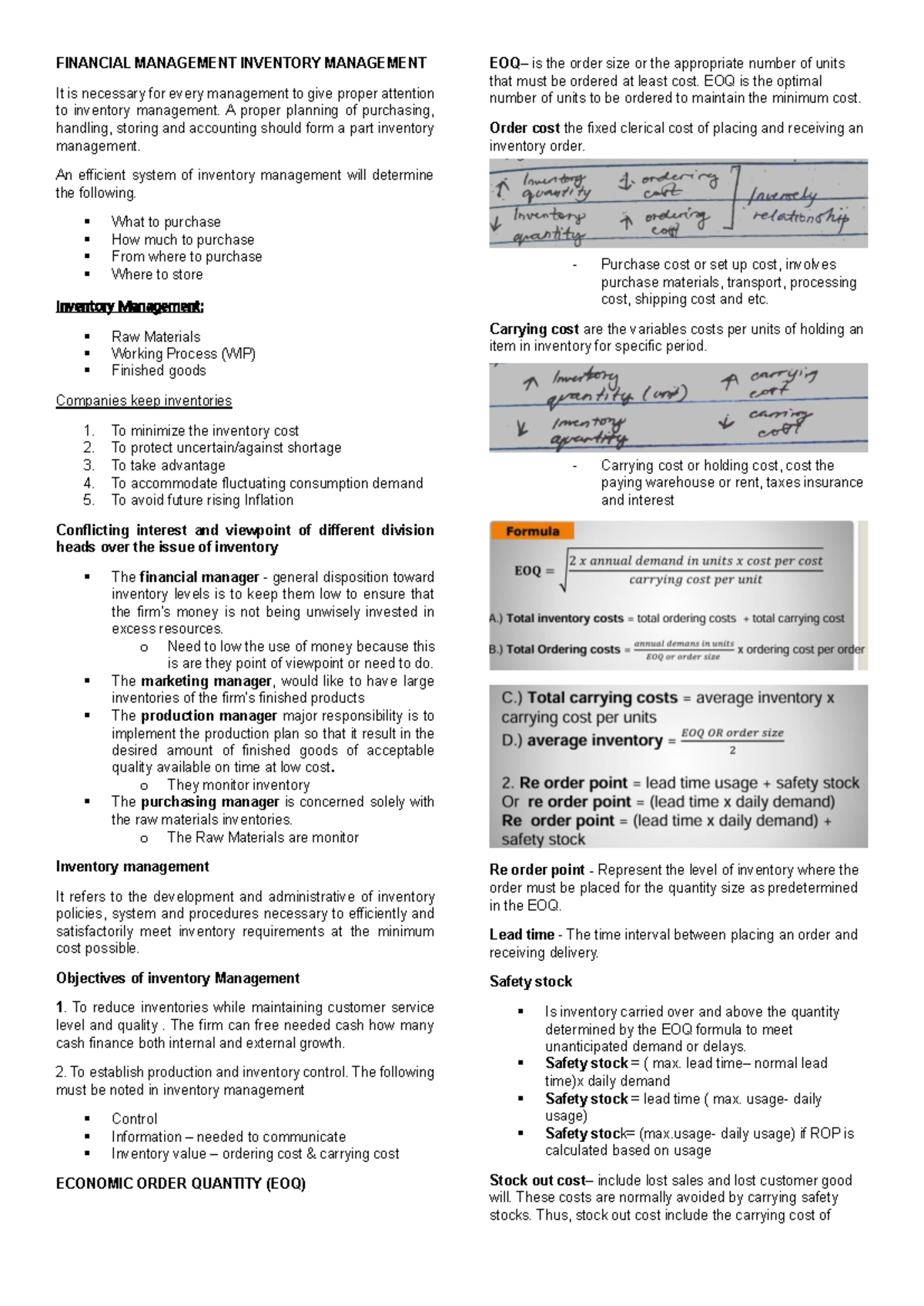 FIN 301: Inventory Management Overview and Key Concepts - Studocu